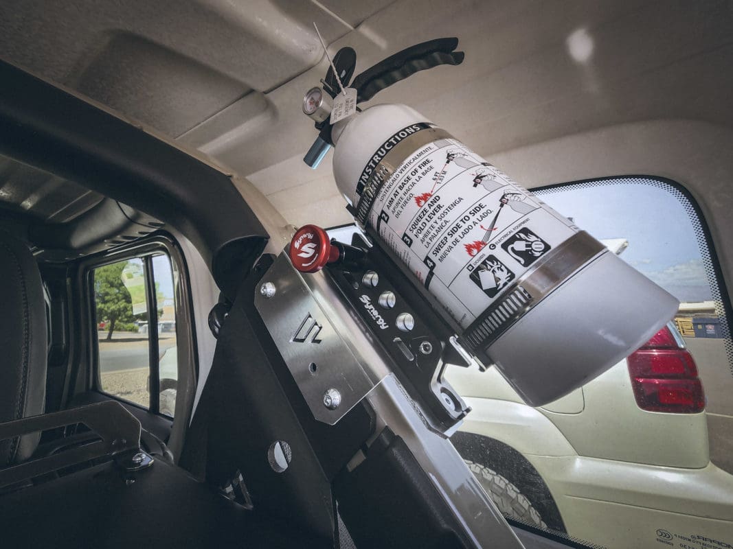 Jeep JLU C-Pillar Fire Extinguisher Bracket - American Adventure Lab